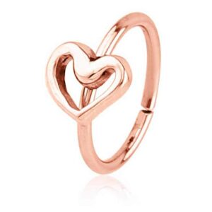 316L Surgical Steel Rose-Tone Heart Nose Ring Hoop Helix Ear Cartilage Daith 5/16" 20G