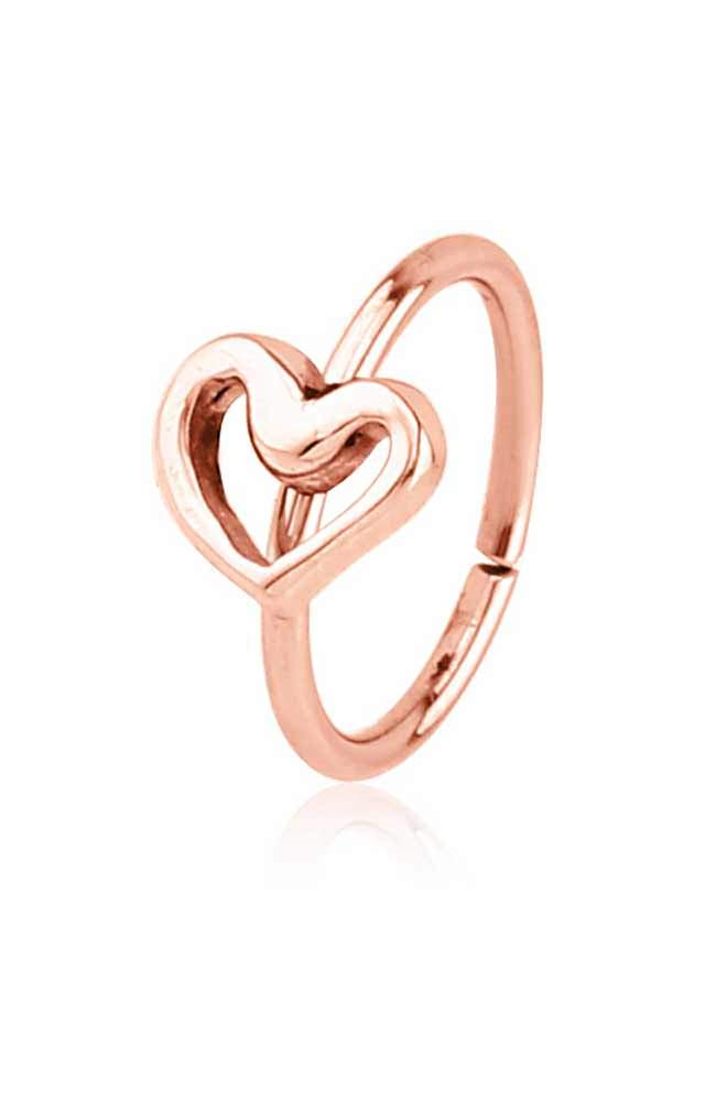 316L Surgical Steel Rose-Tone Heart Nose Ring Hoop Helix Ear Cartilage Daith 5/16" 20G