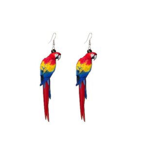 colorful parrot dangling hook earrings for women cute bird animal dangle drop silver plated pin earring lovely boho jewelry gifts hypoallergenic