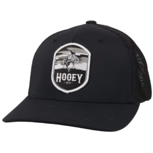 hooey cheyenne flexfit 5-panel western lifestyle curved bill patch hat (large/x-large, black with black & white patch)