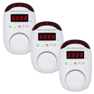 carbon monoxide detectors, weshlgd plug-in co detector alarm monitor with led digital display and voice alert for home/kitchen - 3 pack