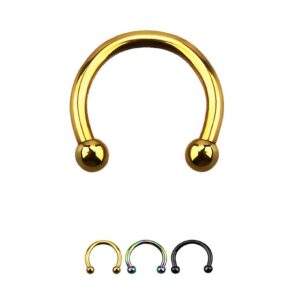 Black-Tone 316L Surgical Steel Curved Barbell CBB Horseshoe Nose Ring Hoop 1/4" 16G