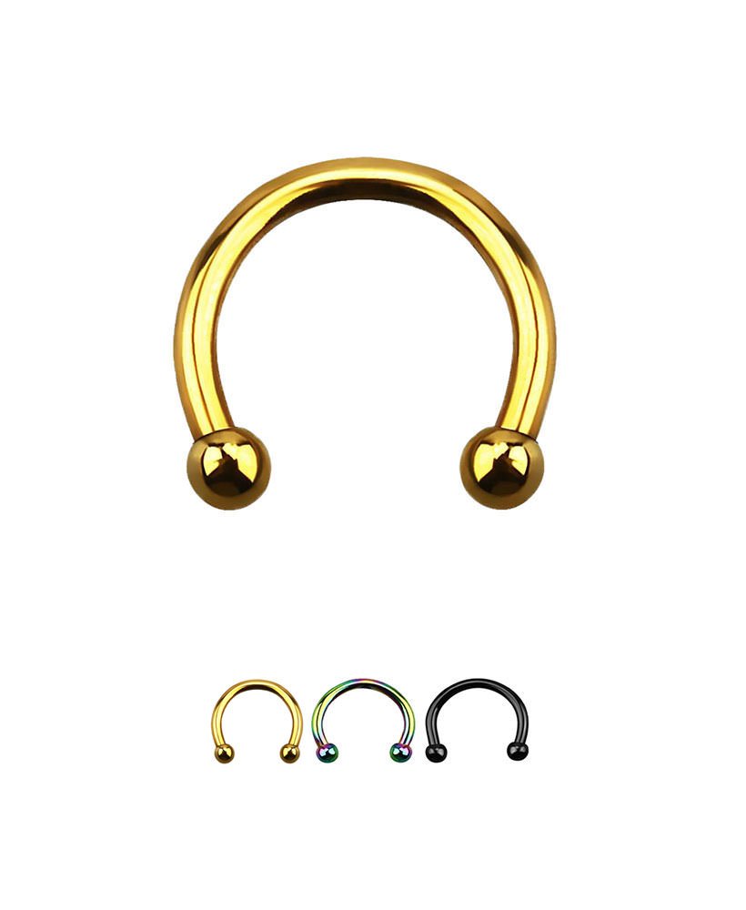 Black-Tone 316L Surgical Steel Curved Barbell CBB Horseshoe Nose Ring Hoop 1/4" 16G