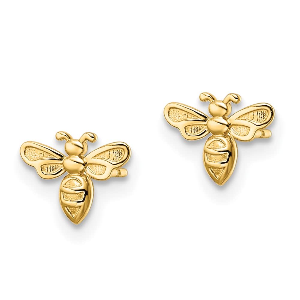 14K Yellow Gold Bumble Bee Post Earrings