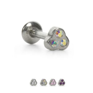 316L Surgical Steel Labret Style Nose Monroe Stud Purple 3 Stone 18G