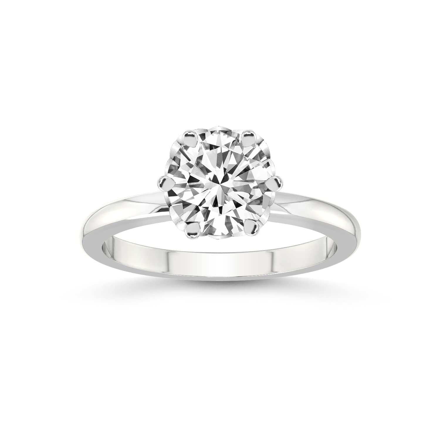 FRIENDLY DIAMONDS Lab Grown Diamond Engagement Ring For Women IGI Certified Round Shape 1 Carat | 14K Or 18K White, Yellow Or Rose Gold Rosé Malissa Solitaire Diamond Ring | FG-VS1-VS2 Quality