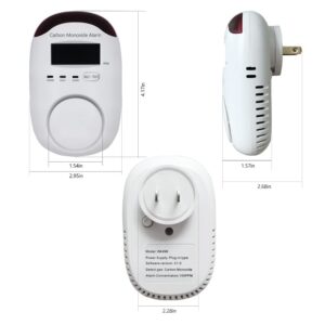 Carbon Monoxide Detectors, WESHLGD Plug-in CO Detector Alarm Monitor with LED Digital Display and Voice Alert for Home/Kitchen - 3 Pack