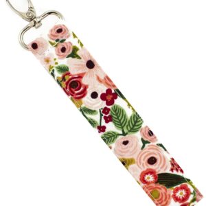 Pink Garden Floral Wristlet Keychain for Women | Pretty Floral Accessories | Key Fob | Wrist Key Chain | Gift for Her