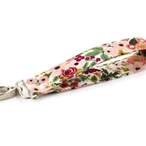 Pink Garden Floral Wristlet Keychain for Women | Pretty Floral Accessories | Key Fob | Wrist Key Chain | Gift for Her