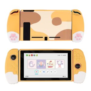 geekshare soft silicone protective case compatible with nintendo switch console and joy-con - shock-absorption and anti-scratch slim cover case with ergonomic design for switch - cat paw