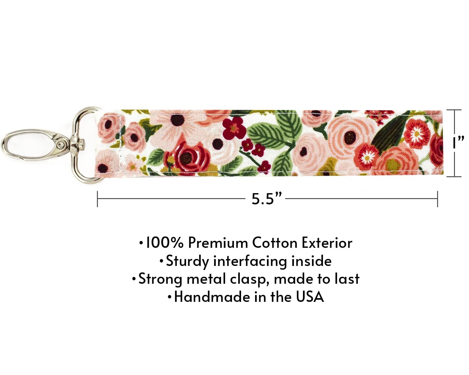 Pink Garden Floral Wristlet Keychain for Women | Pretty Floral Accessories | Key Fob | Wrist Key Chain | Gift for Her