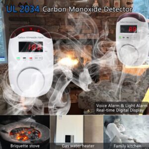 Carbon Monoxide Detectors, WESHLGD Plug-in CO Detector Alarm Monitor with LED Digital Display and Voice Alert for Home/Kitchen - 3 Pack