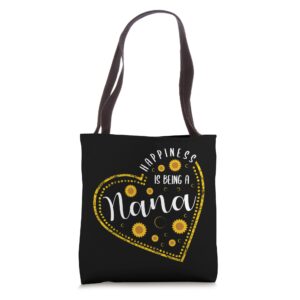 womens happiness is being a nana sunflower lover grandma cut tote bag