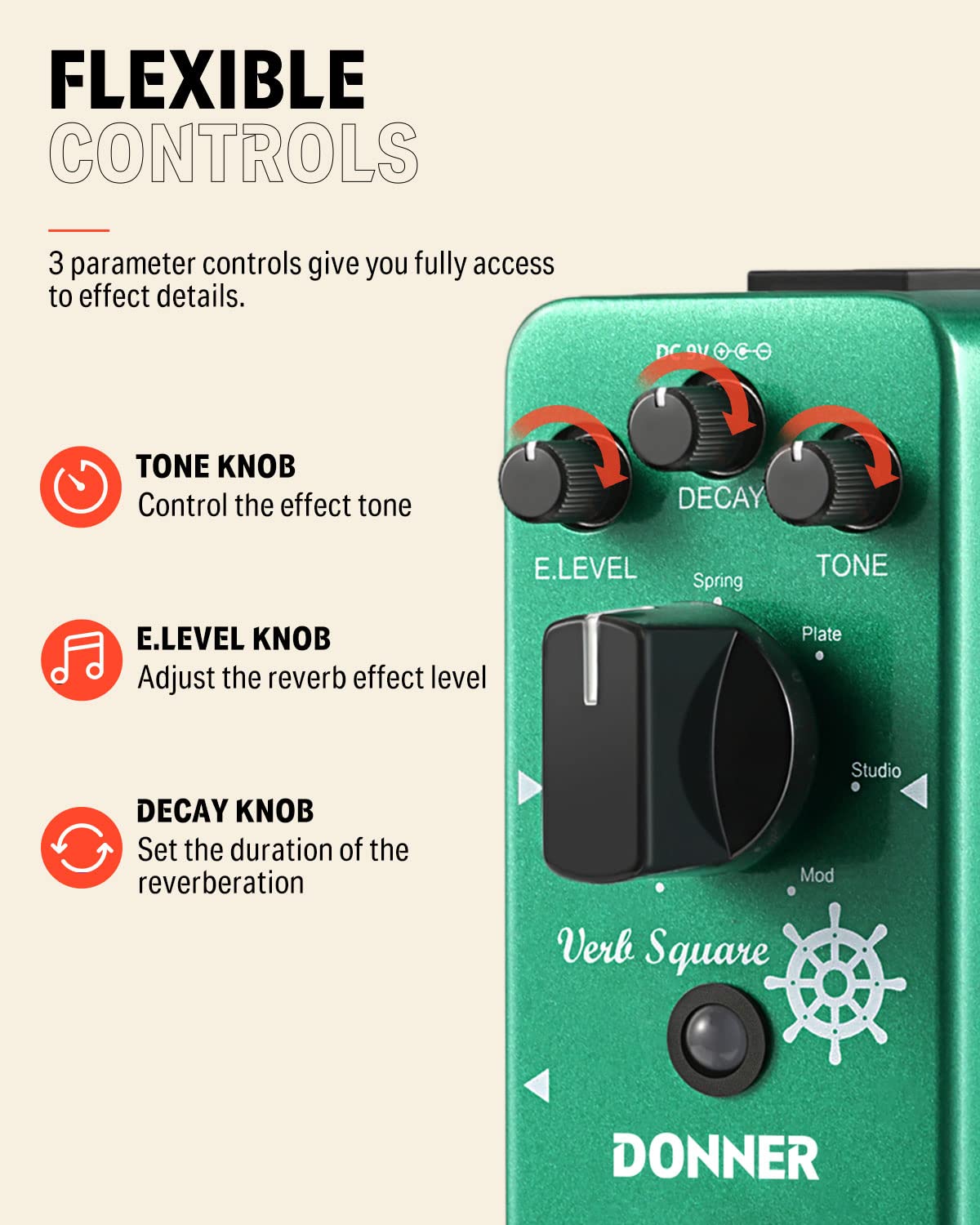 Donner Reverb and Looper Pedals for Electric Guitar