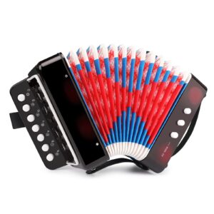 button accordion 10 keys control accordion include 3 air valve easy to play lightweight environmentally-friendly kid instrument for early childhood development (black)