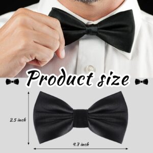 Geyoga 2 Packs Bow Ties for Men Bow Ties Boys Bow Tie Costume Bow Ties Solid Clip on Bow Tie for Wedding Party(Black)