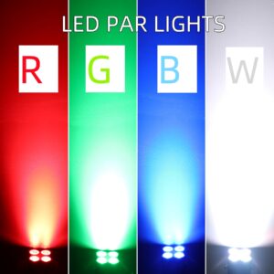 Stage Par Lights, AQOOL RGBW LED Par Can Light,Super Bright DJ Wash Light with Remote & DMX Control,Sound Activated Uplights for Event Wedding Birthday Church Christmas Party Dance Show