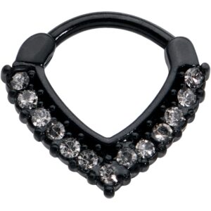 body candy 16g black pvd steel septum jewelry clear classic chevron daith tragus cartilage clicker 5/16"