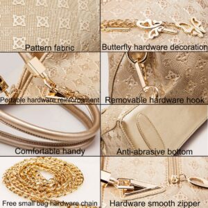 YOUNXSL Women Fashion Synthetic Leather Handbags Tote Bag Shoulder Bag Top Handle Satchel Purse with Pendant Set 4pcs Gold