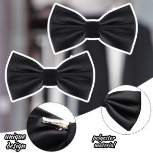 Geyoga 2 Packs Bow Ties for Men Bow Ties Boys Bow Tie Costume Bow Ties Solid Clip on Bow Tie for Wedding Party(Black)