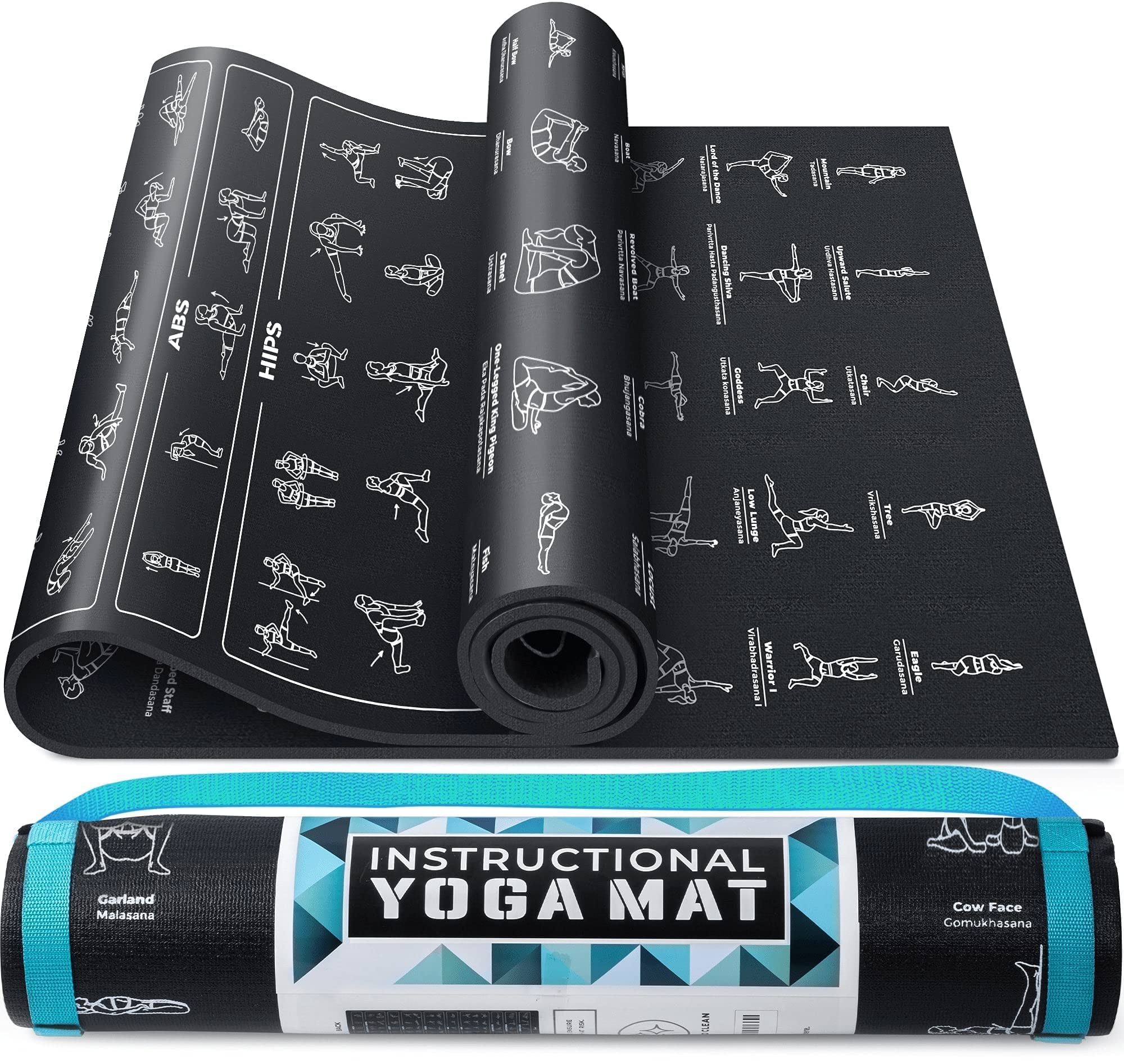 2x Instructional Yoga Mats with Carrying Strap