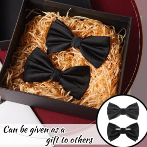 Geyoga 2 Packs Bow Ties for Men Bow Ties Boys Bow Tie Costume Bow Ties Solid Clip on Bow Tie for Wedding Party(Black)