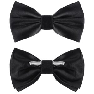 geyoga 2 packs bow ties for men bow ties boys bow tie costume bow ties solid clip on bow tie for wedding party(black)