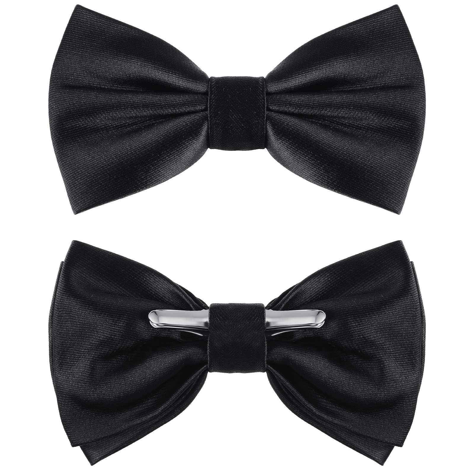 Geyoga 2 Packs Bow Ties for Men Bow Ties Boys Bow Tie Costume Bow Ties Solid Clip on Bow Tie for Wedding Party(Black)