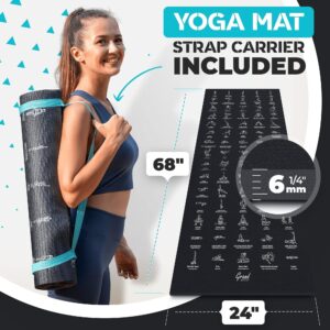 2x Instructional Yoga Mats with Carrying Strap