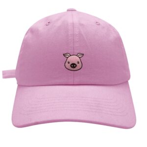 jpak pig baseball cap embroidered cotton dad hat - pork bacon pink