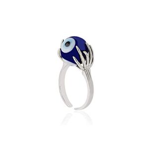 evil eye ring jewelry for women and men that brings luck and protect from dark forces- awesome look and great gift (silver plated)