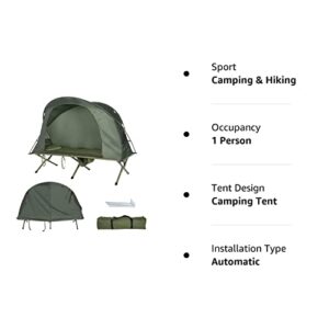 Tangkula 4-in-1 Camping Cot Tent, Foldable Off Ground Elevated Tent Set for 1 Person, Portable Tent with Waterproof External Cover, Air Mattress & Carrying Bag, Ideal for Outdoor Hiking, Camping