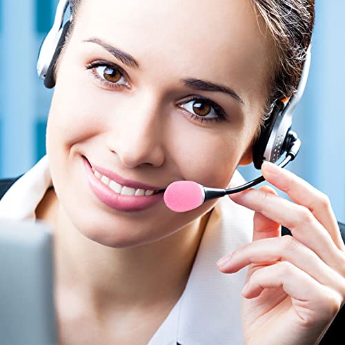 JiaUfmi 50 Pack Lapel Headset Microphone Windscreen, Pink Microphone Sponge Foam Cover Mini Size Lavalier Microphone Windscreen for Variety of Headset Microphone