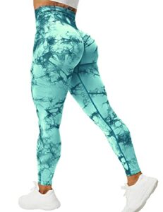 voyjoy seamless leggings for women high waist yoga pants, scrunch butt lifting elastic tights teal