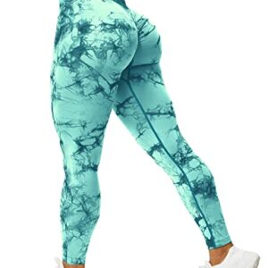 VOYJOY Seamless Leggings for Women High Waist Yoga Pants, Scrunch Butt Lifting Elastic Tights Teal