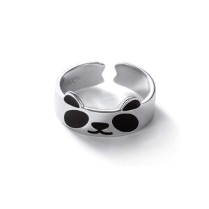 oidims cute panda open rings for women men lovely fashion animal statement adjustable expandable stackable knuckle tail finger ring dainty jewelry daughter niece bff birthday xmas stylish gifts