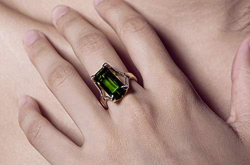 SCHZBSP 18K gold-plated luxury group inlaid emerald green gemstone ring fashion eagle claw micro inlaid CZ diamond ring exquisite jewelry hand jewelry ladies ring size 6-10 (8)