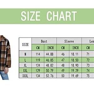 Flannel Shacket Women,Brushed Plaid Shirts Long Sleeve Lapel Corduroy Button Down Pocketed Shacket Jacket Coats,Shacket Jacket Women Plaid Orange Long Sleeve Shirts for Women