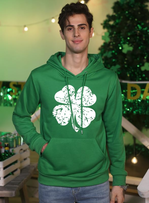 Arvilhill St Patrick's Day Sweatshirt Men's Green Shamrock Irish Printed Hoodie CLOVER XL