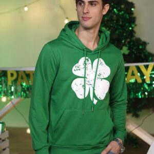 Arvilhill St Patrick's Day Sweatshirt Men's Green Shamrock Irish Printed Hoodie CLOVER XL