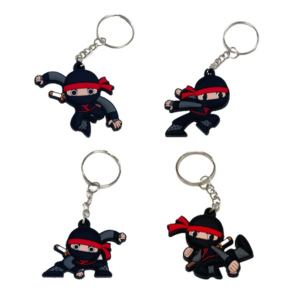 24 Pack Ninja Keychains Key Ring Decoration Ninja Warrior Party Favor Gift Supplies for Kids