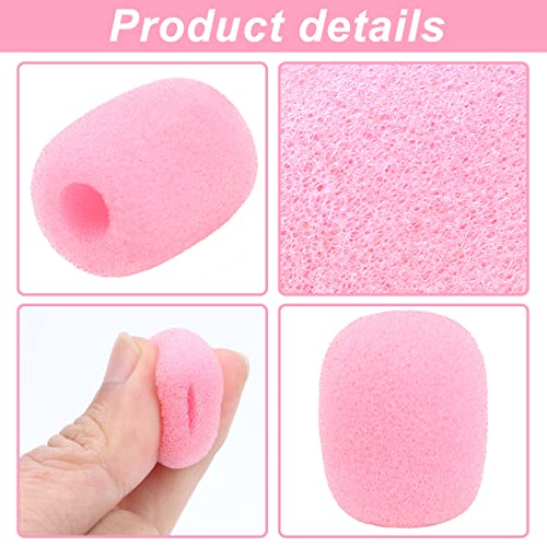 JiaUfmi 50 Pack Lapel Headset Microphone Windscreen, Pink Microphone Sponge Foam Cover Mini Size Lavalier Microphone Windscreen for Variety of Headset Microphone