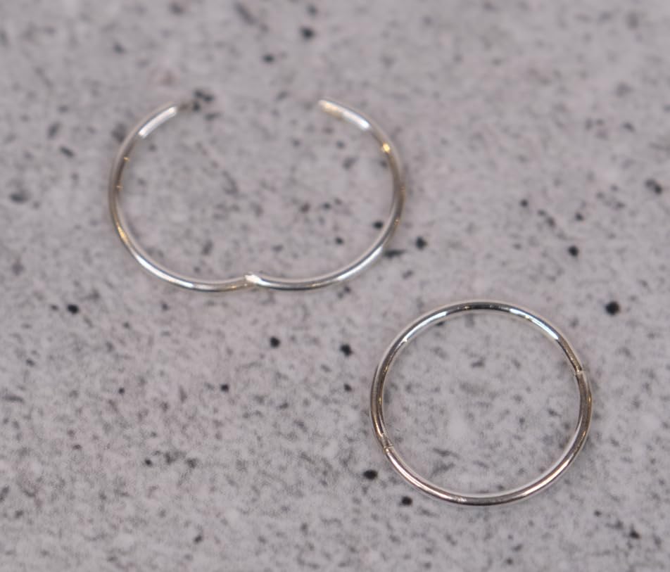 925 Sterling Silver Seamless Sleeper Hoop Earrings Small Thin Handcrafted 8mm 10mm 12mm 14mm For Women Men