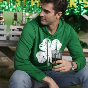 Arvilhill St Patrick's Day Sweatshirt Men's Green Shamrock Irish Printed Hoodie CLOVER XL