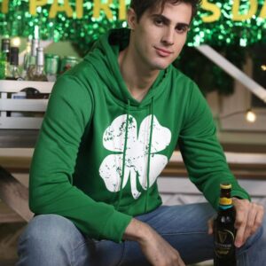 Arvilhill St Patrick's Day Sweatshirt Men's Green Shamrock Irish Printed Hoodie CLOVER XL