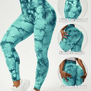 VOYJOY Seamless Leggings for Women High Waist Yoga Pants, Scrunch Butt Lifting Elastic Tights Teal