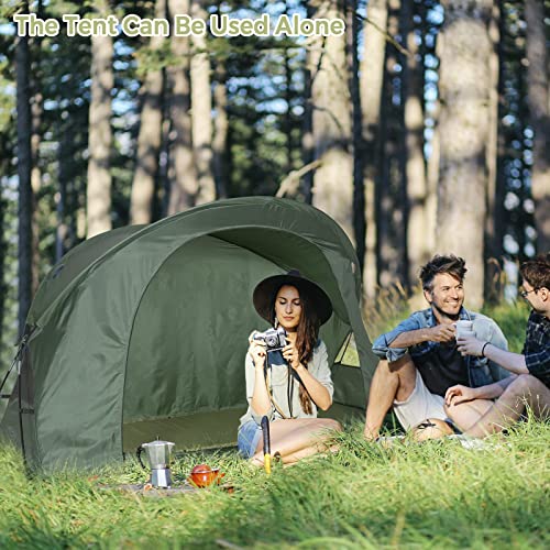 Tangkula 4-in-1 Camping Cot Tent, Foldable Off Ground Elevated Tent Set for 1 Person, Portable Tent with Waterproof External Cover, Air Mattress & Carrying Bag, Ideal for Outdoor Hiking, Camping