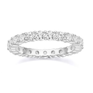 eamti 3mm 925 sterling silver wedding band round cubic zirconia full eternity stackable engagement ring for women size 7