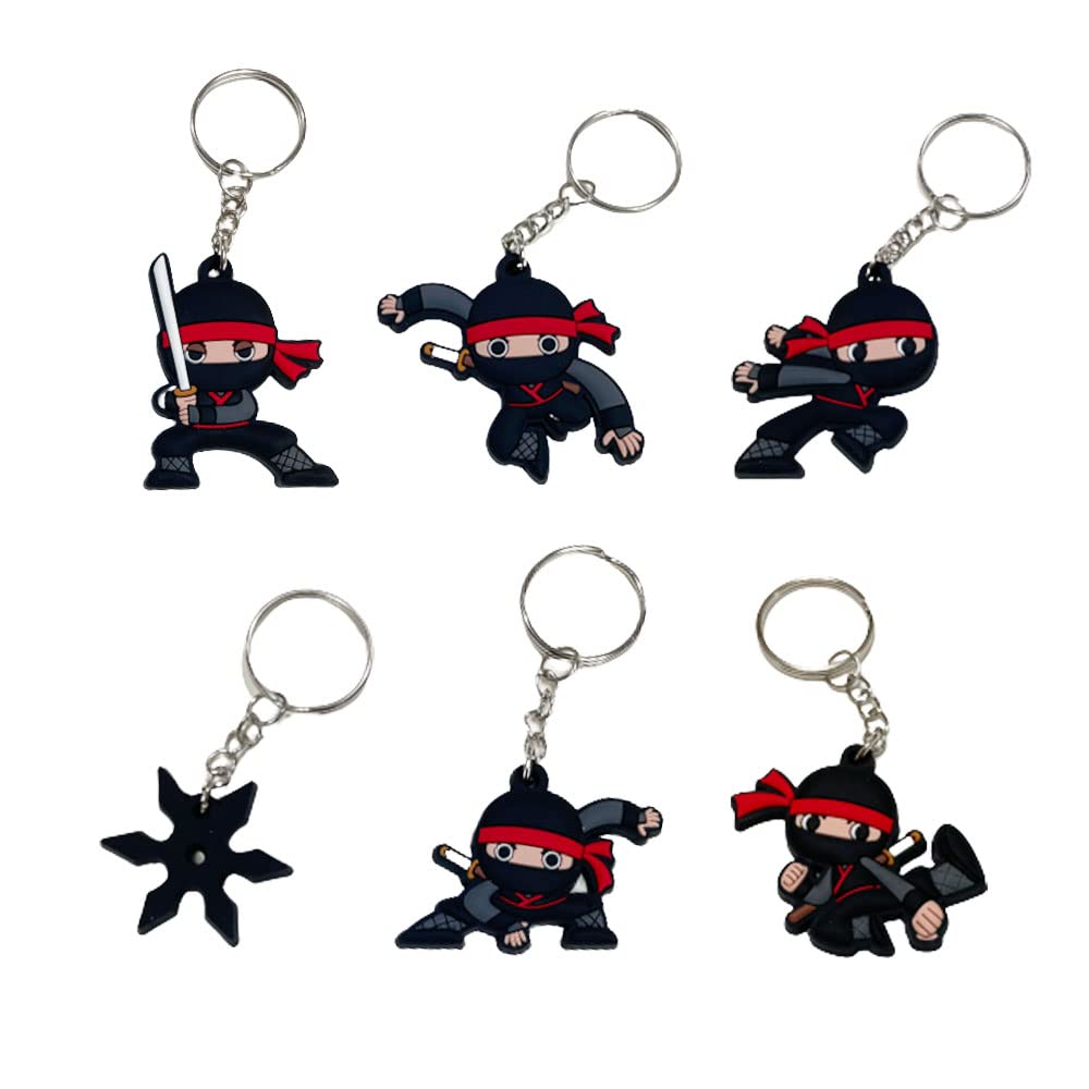 24 Pack Ninja Keychains Key Ring Decoration Ninja Warrior Party Favor Gift Supplies for Kids