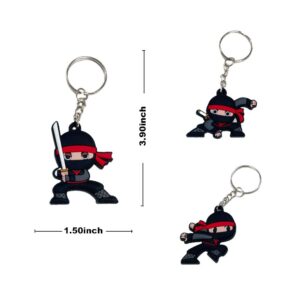 24 Pack Ninja Keychains Key Ring Decoration Ninja Warrior Party Favor Gift Supplies for Kids